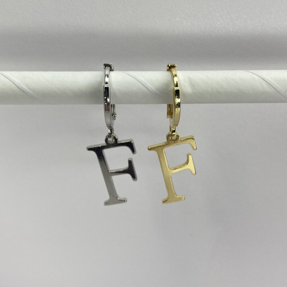 Pingente Letra "F" Lisa Delicada Com Argola Articulada